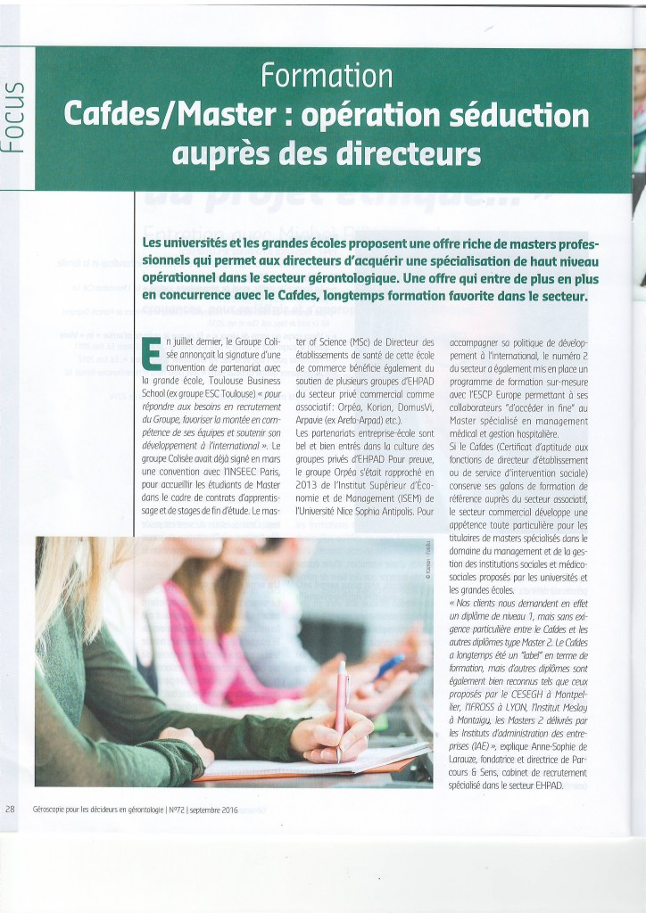 FORMATION CAFDES/MASTER - Parcours&Sens